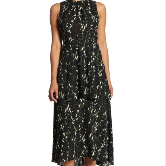 A.L.C. | Dresses | Alc Black Green Ikat High Neck Tank Midi Dress ...